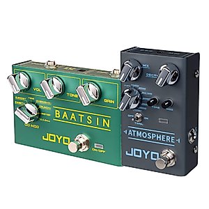JOYO R-11 Baatsin Overdrive Distortion Bundle with R-14 Atmosphere Reverb for Electric Guitar Effects Most Frequently Combination Budget Pedals