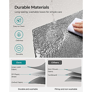 SONGMICS Storage Cubes, Set of 4 Cube Storage Bins, 13 x 13 x 13 Inches, 2 Handles, Oxford Fabric and Linen-Look Fabric, Easy to Clean, Foldable, Metal Label Holders, Dove Gray UROB233G04