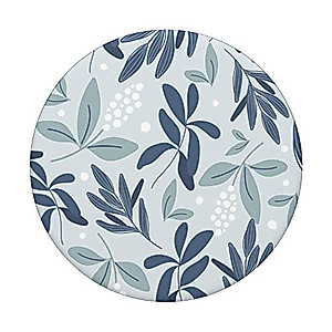 Blue Botanical Foliage & White Berry Floral Bud Pattern PopSockets PopGrip: Swappable Grip for Phones & Tablets