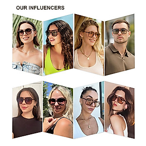 SOJOS Trendy Vintage Aviator Square Sunglasses For Womens Mens Retro 70s UV400 Women Sun Glasses SJ2327 Leopard Brown Grading Lens