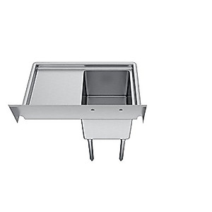 Elkay Dependabilt Stainless Steel 38-1/2" x 29-13/16" x 43-3/4" 16 Gauge One Compartment Sink w/ 18" Right Drainboard and Stainless Steel Legs