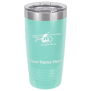 LaserGram 20oz Vacuum Insulated Tumbler Mug, Helicopter 1, Personalized Engraving Included (Teal)