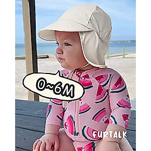 FURTALK Baby Sun Hat UPF 50+ Adjustable Baby Boys Girls Quick Drying Summer Beach Hat with Neck Flap for Traveling Swim Hat Beige