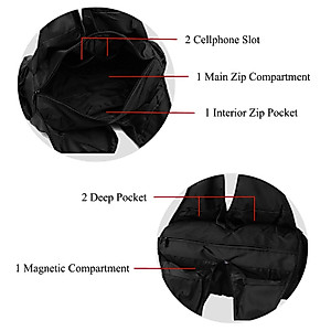 Shoulder Bag for Women, Waterproof Shopping Lightweight Work Purse and Handbag Travel Beach Tote Nylon Large Capacity Hobo (8022-BLACK)