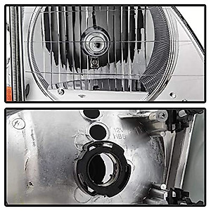 ACANII - For Chrome 1997-2003 Ford F150 Expedition Lightning Style Headlights w/Corner Signal Lights Lamps 4pcs Set