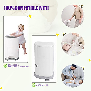 Refills Compatible with Dekor Plus Diaper Pail Refills 8 Pack Diaper Pail Liners with Lavender Scent