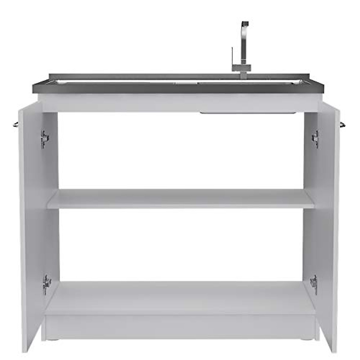 Tuhome Napoles Utility Sink with Cabinet, Double Door, One Shelf -White