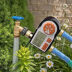 HandSonic Water Sprinkler Timer, Garden Watering Timer 2 Outlet, Garden Hose Faucet Timer for Lawn, Lawn Sprinkler Water Hose Timer Dual, Auto Manual Rain Delay Mode, Pool