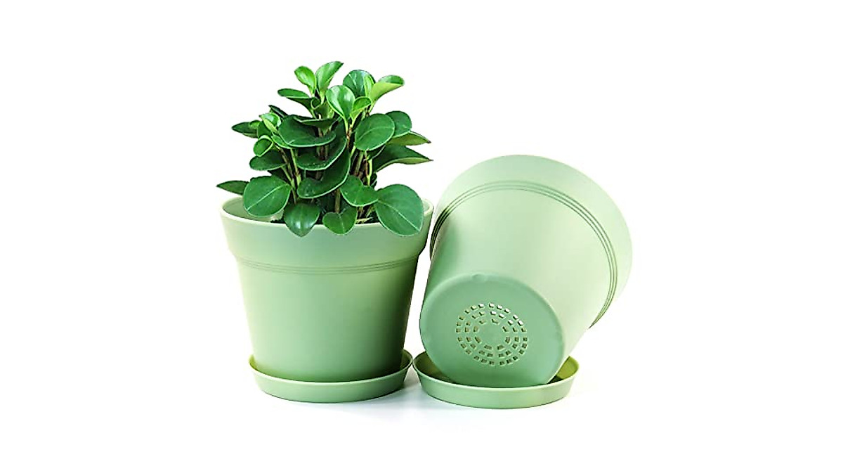 WOUSIWER 16 Pack 6 inch Plastic Planters, Plastic Indoor Planter Flower ...