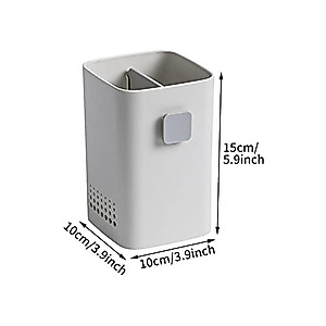 Yalych Utensil Caddy Utensil Holder， Fork Spoon Cutlery Storage ABS Multifunctional Home Kitchen Chopstick Organizer， Practical Partition Free Standing Pen Holder (Color : Dark Blue)