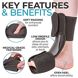 BraceAbility Dorsal Night Splint | Plantar Fasciitis Pain Relief, Foot Drop Brace for Sleeping, and Achilles Tendon Stretcher Boot for Nighttime Ankle Dorsiflexion (L/XL)