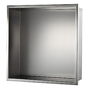 Supllueer Shower Niche Stainless Steel Storage Rack 12" x 12", Schluter Niche, Nickel Wall-Inserted Niche Recessed, Recessed Shower Shelf Modern and Elegant Soap Niche for Bathroom