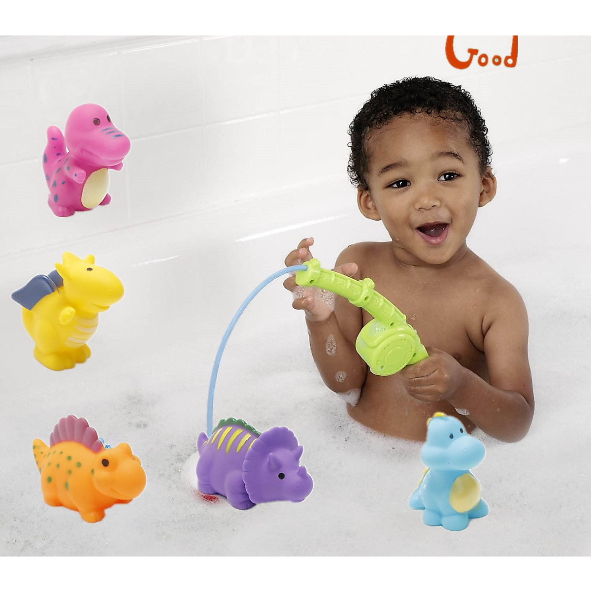 Bathtub Toys Dinosaur Baby Bath Toys Christmas Kids Fun Squirt Toys Floating Bathroom Toys Assorted Colors (6)