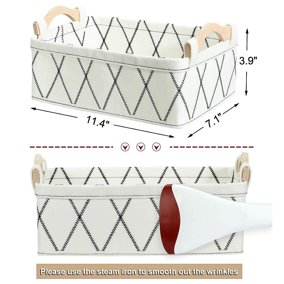 Oubra Small Bin Storage Cube Bins Empty Baskets for Gifts Decorative Baskets for Storage Magazines Books CD DVD Collapsible White Basket