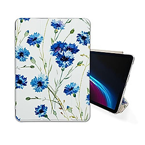 Cute Blue Flowers Cute Art case Compatible with iPad Mini Air Pro 7.9 8.3 9.7 10.2 10.9 11 12.9 inch Pattern Cover New 2022 2021 Trifold Stand 3 4 5 6 7 8 9 Generation 412 (10.2" 7/8/9 gen)