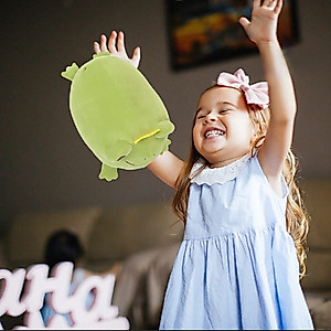 CAZOYEE Super Soft Frog Plush Stuffed Animal, Cute Frog Snuggly Hugging Pillow, Adorable Frog Plushie Toy Gift for Kids Toddlers Children Girls Boys Baby, Cuddly Plush Frog Decoration