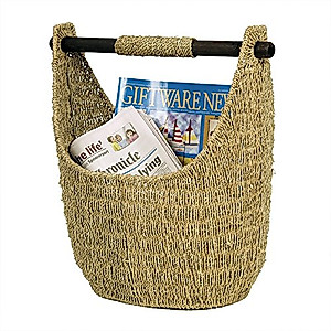 The Lucky Clover Trading Seagrass Decorative Wood Handle Basket, Natural