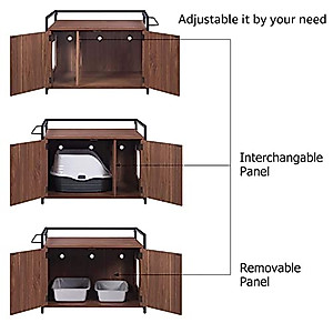 unipaws Cat Litter Box Enclosure with Metal Frame, Privacy Cat Washroom Bench, Litter Box Hidden, Pet Crate with Iron and Wood Sturdy Structure, Cat House Nightstand