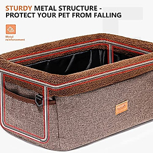 Fostanfly Dog Car Seat for Small Dogs, Upgraded Dog Booster Seat with Metal Frame, Washable Pet Car Seat with Thick Cushion Safety Leash and Storage Pockets