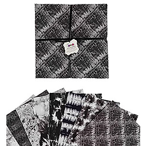 Soimoi Chihuahua & Dot Print Precut 5-inch Cotton Fabric Quilting Squares Charm Pack DIY Patchwork Sewing Craft- Black