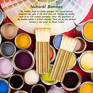 2 Pieces Hake Blender Brush Bamboo Brush for Ceramics Paint Brush Applicator Artist Drawing Brush Craft Painting Brushes for Watercolor, Wash, Ceramic and Pottery Painting (Classic Style)