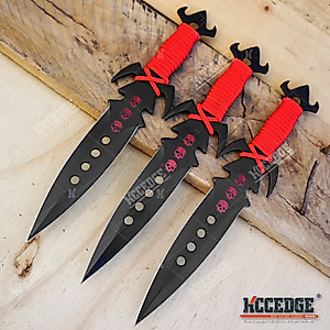 KCCEDGE BEST CUTLERY SOURCE Tactical Knife Survival Knife Hunting Knife 7.5" Skull Throwing Knives Set Fixed Blade Knife Razor Sharp Edge Camping Accessories Survival Kit Tactical Gear 74427 (Black)
