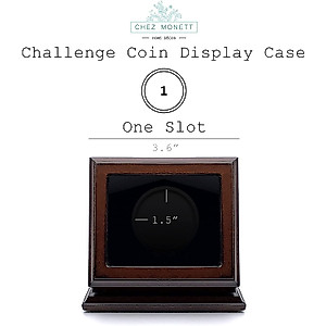 Chez Monett Challenge Coin Display Case Walnut Color 1.5-1.75 Inch 38-44.5 mm Coin Holder 1 Slot