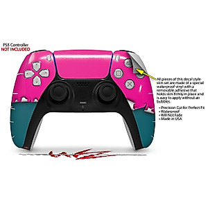 WraptorSkinz Skin Wrap compatible with Sony PS5 DualSense Controller Ripped Colors Hot Pink Seafoam Green (CONTROLLER NOT INCLUDED)