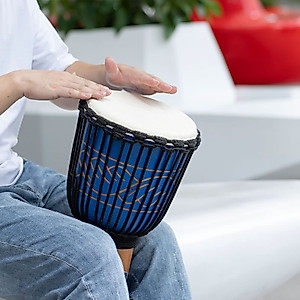 AIMEIS Djembe Drum,10" African Drum Carved of Mahogany Goatskin Hand Drums for Adults Beginner (Blue)