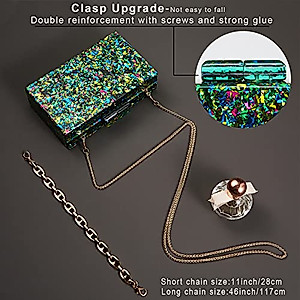 NUSTTAL Clutch Purses for Women wedding Evening Bag Shoulder Handbag Glitter Acrylic Box Clutch Bag-Green