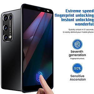 Smartphone, Rino9 Pro Android 4.4.2, 512MB 4GB Dual SIM Phone Finger Face ID 2200mAh 5.45 Inch Celular, 0.3MP front HD camera, 2MP rear Camera, Gift for Friends Family (black)