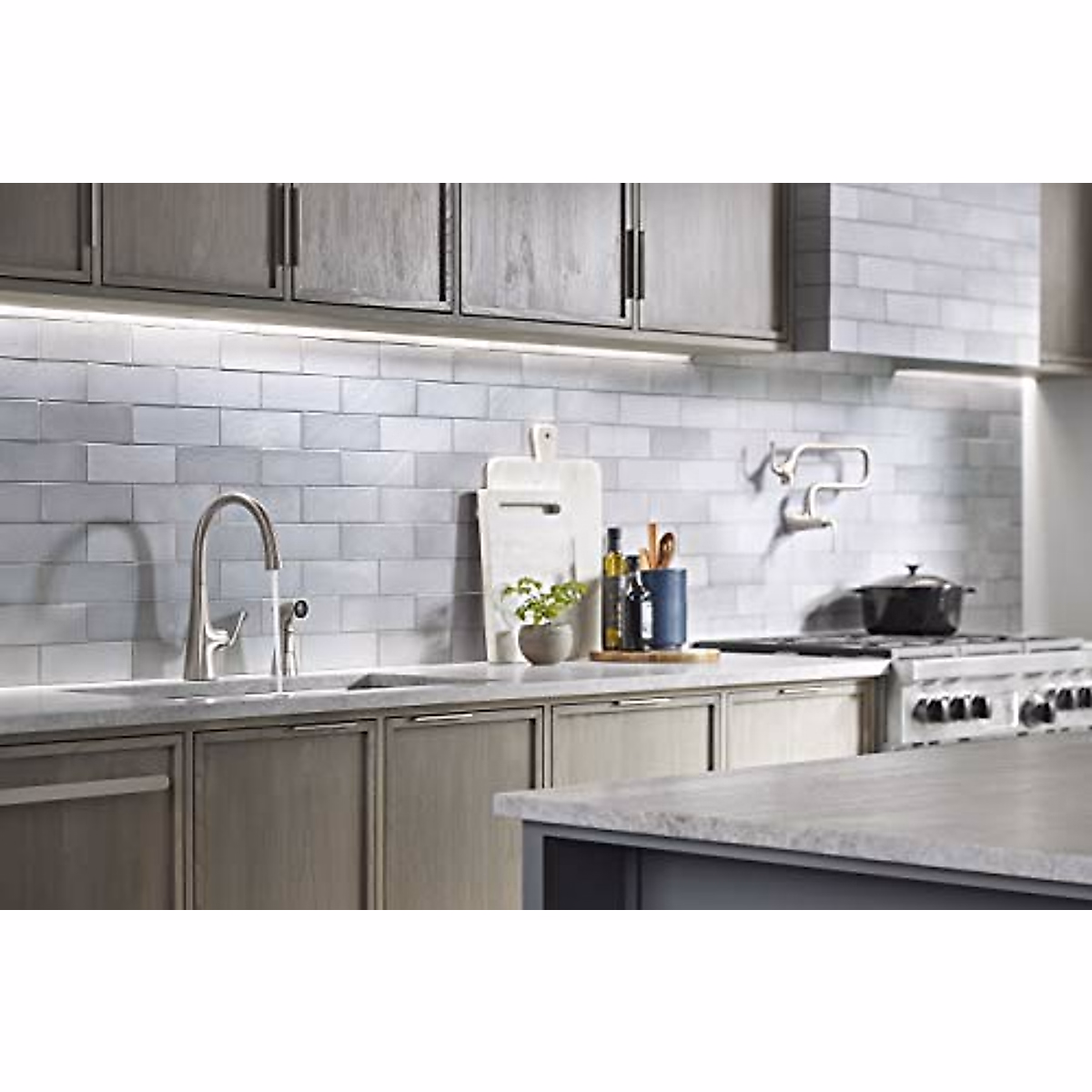 KOHLER 22066-VS Graze Wall-Mount Pot Filler, Pot Filler Faucet, Kitchen Sink Pot Filler Faucets, Vibrant Stainless