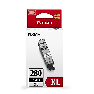 Genuine Canon CLI-281 5-Color Ink Tank Combo Pack with 5 x 5" Photo Paper (2091C006) + Canon PGI-280 XL Pigment Black Ink Tank (2021C001)