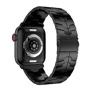 LDFAS Compatible for Apple Watch Band 49mm 45mm 44mm, Titanium Metal Watch Bands with Enhanced Durability Version Compatible for Apple Watch Ultra/SE, Apple Watch Series 8/7 Band, Black