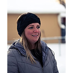 HEAVENLY HIMALAYAN Head Band - 100% Handmade, Soft Nepal Wool - Support Moms in Ethically Made Business - Thick Extra Wide Winter & Summer Fabric Ear Warmers Headbands for Women - Black Head Wrap