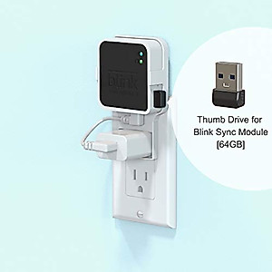 64GB USB Flash Drive and Outlet Mount for Blink Sync Module 2, Save Space and Easy Move Mount Bracket Holder for Blink Outdoor Indoor Security Camera System, Without Messy Wires or Screws