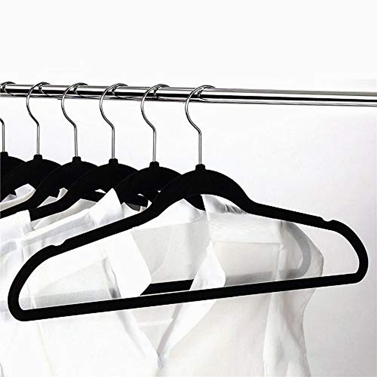 Yaheetech Non-Slip Velvet Hangers - Standard Hangers - Ultra Thin Space Saving Clothes Hangers 360° Swivel Hook for Coats, Jackets, Pants, and Dress Clothes, Black (200-pack)