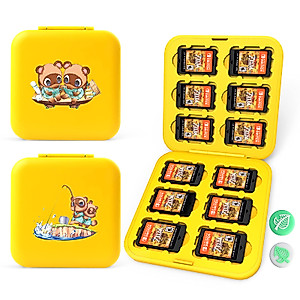 UFOPETIE Card Case for Nintendo Switch Game Card,Compatible with Nintendo Switch Case Animal Crossing Theme,Game Case for Animal Crossing Cards,for Switch Accessories-Thumb Grip 2PCS-Fishing Break