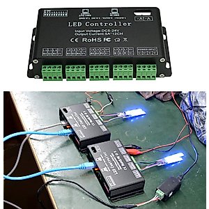 12 Channel DMX Decoder, AZIMOM RGB LED Light Strip Controller dmx512 Decoder Dimmer Driver DC5V-24V LED Module Light