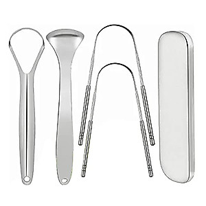 Tongue Scraper Set, Stainless Steel Smoothing Surfaces Safe Tongue Cleaner Tongue Cleaning Tool, Easy to Clean for reducing Bad Breath