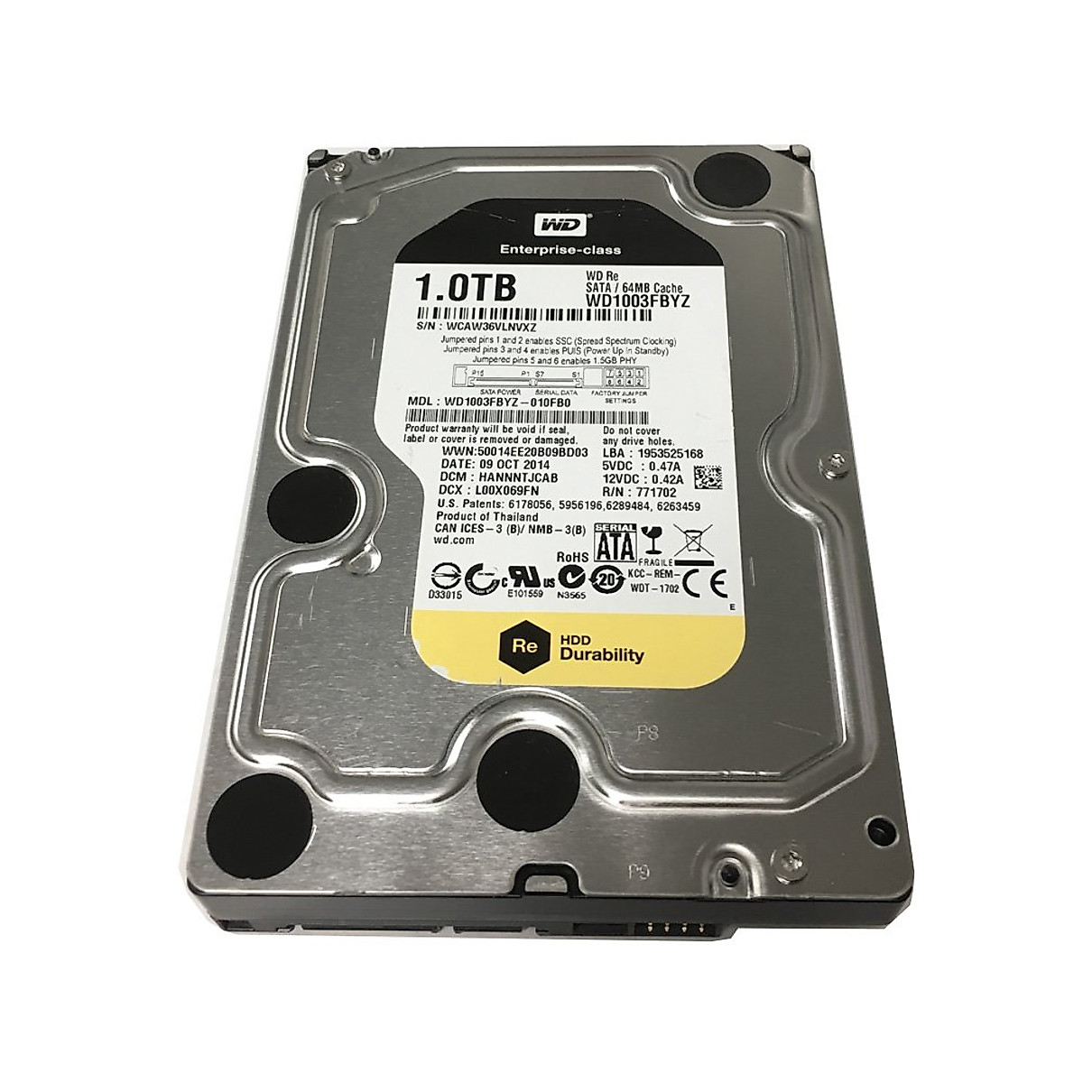 Western Digital RE WD1003FBYZ 1TB 7200RPM 64MB Cache SATA 6.0Gb/s 3.5 inches Enterprise Internal Hard Drive w/3 Year Warranty (Renewed)