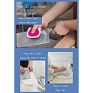 YYRBLNG 2Pcs Blade Brush and Cutlery Cleaner Brush Bristle Scrub for Kitchen Washing (Blue and Red)