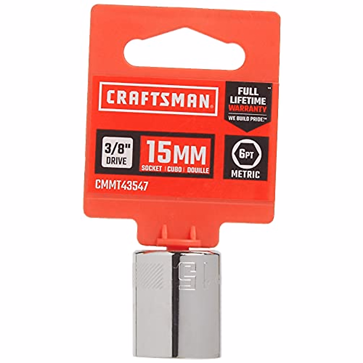 CRAFTSMAN Shallow Socket, Metric, 3/8-Inch Drive, 15mm, 6-Point (CMMT43547)