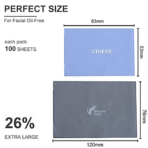 Natural Oil Blotting Paper for Oily Skin with Bamboo Charcoal - 26% Larger Oil Blotting Sheets for Face,Makeup Friendly,100 Counts,Easy Take Out Design, Premium Oil Absorbing Sheets