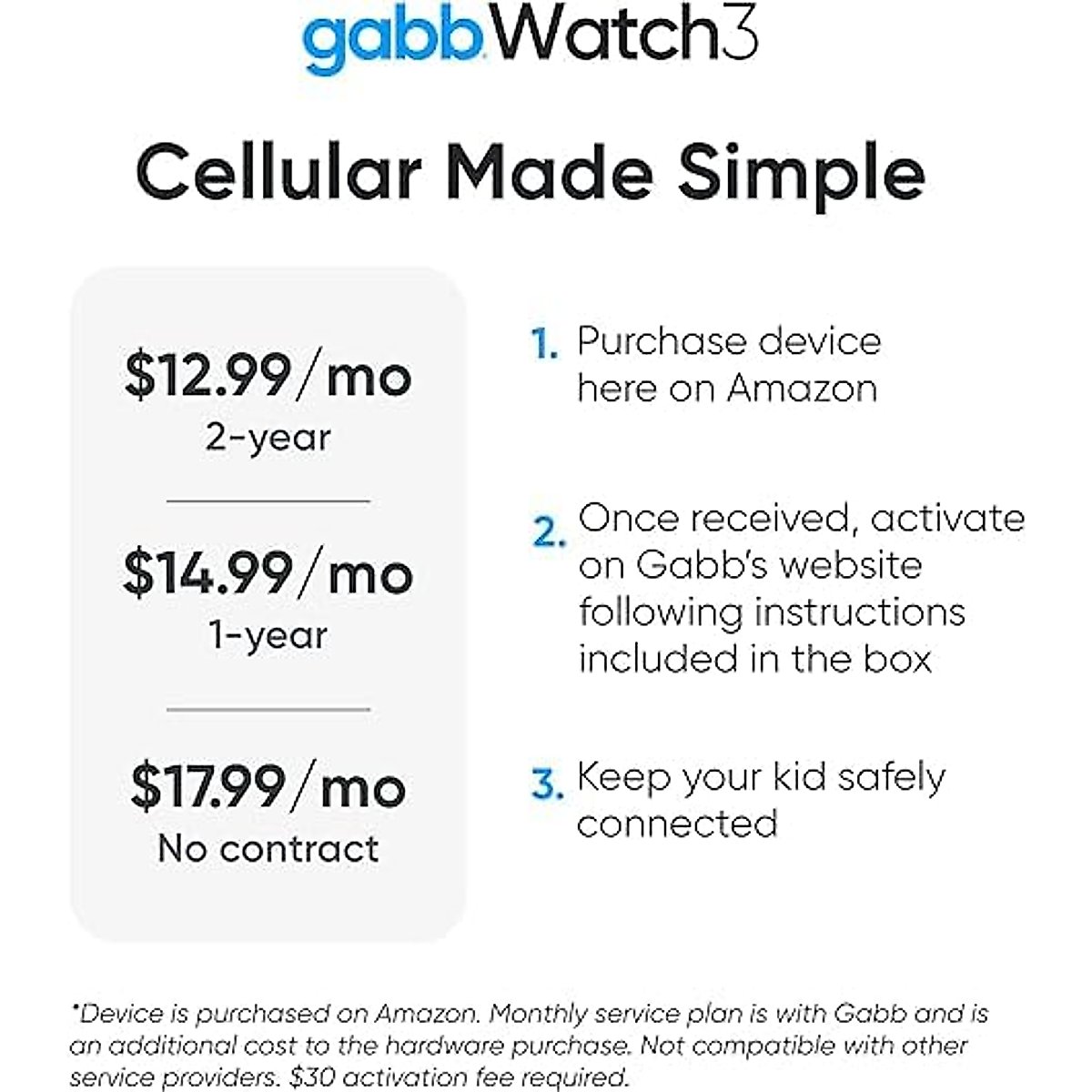 Gabb Watch 3 Smart Watch for Kids - New Software Update, GPS Tracker, Safe Cell Phone, Talk and Text Ability, Parental Controls, No Social Media Apps, SOS Button, Ages 6 and up, 30 Activation Fee