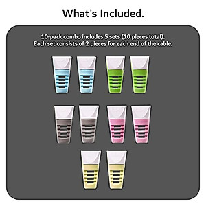 TUDIA [Klip] 10 Pcs Snap On Charging Cable Cord Saver Protector Compatible with iPhone, iPad, iPod Combo Pack