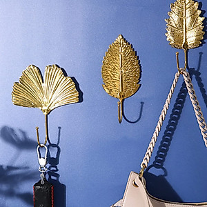 Hemoton Heavy Duty Garment Rack 2Pcs Iron Ginkgo Leaf Hooks Nordic Style Hooks Wall Mounted Hook Wall Hanger for Cloakroom Hallways Living Room ? Gold ? Backpack Hanger