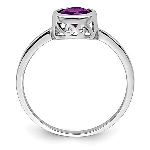 IceCarats 925 Sterling Silver Purple Amethyst Round Ring February Birthstone Jewelry Size 7