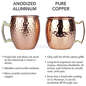 Arora Metal Moscow Mule Copper Color Tumbler, Aluminum 22oz Cup, Set of 4