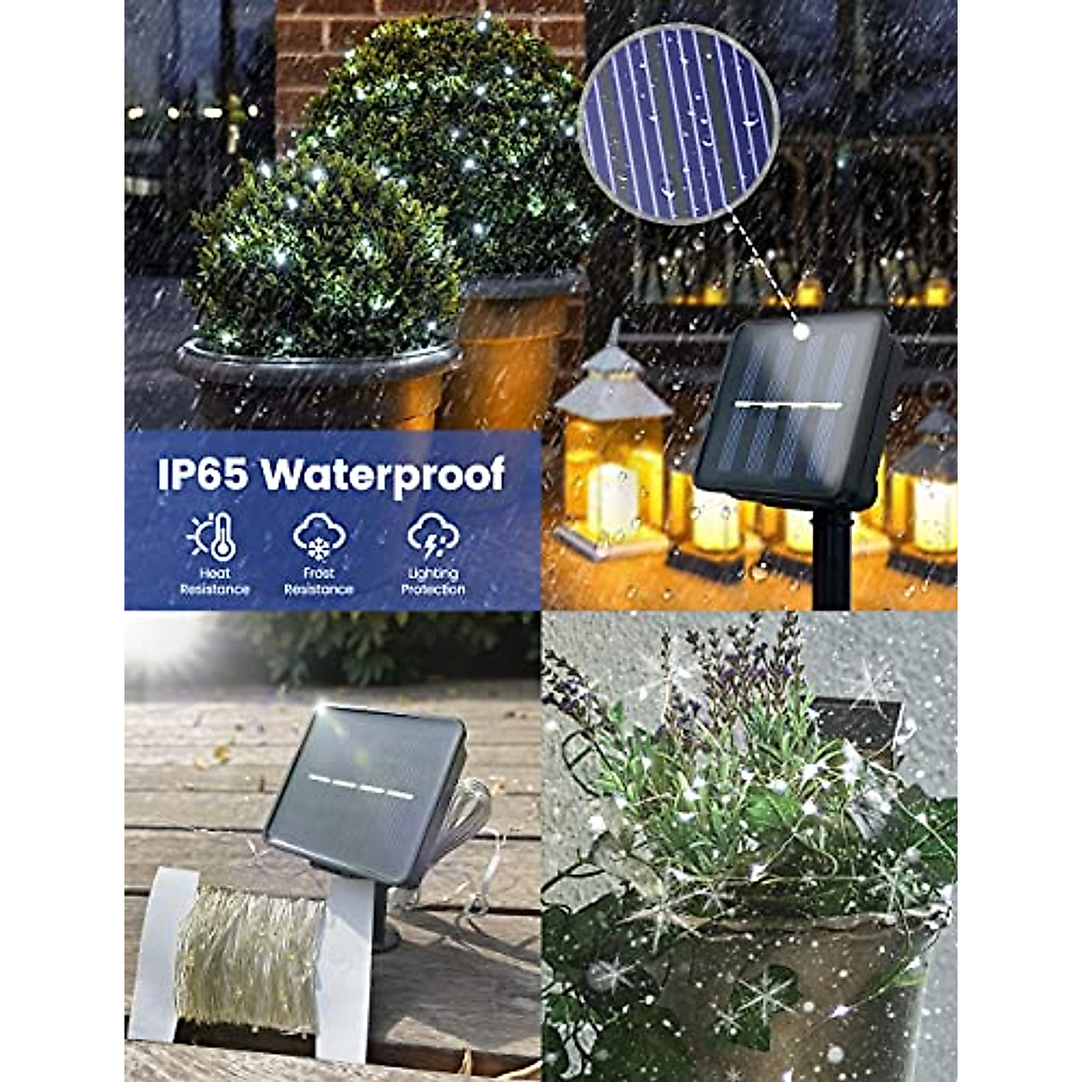 Solar Lights Outdoor, Solar String Lights Outdoor, Bryopath Solar Xmas Tree Lights Waterproof Copper Wire 33ft 100 LEDs Solar Fairy Lights for Garden Yard Party Christmas Decoration, Daylight White